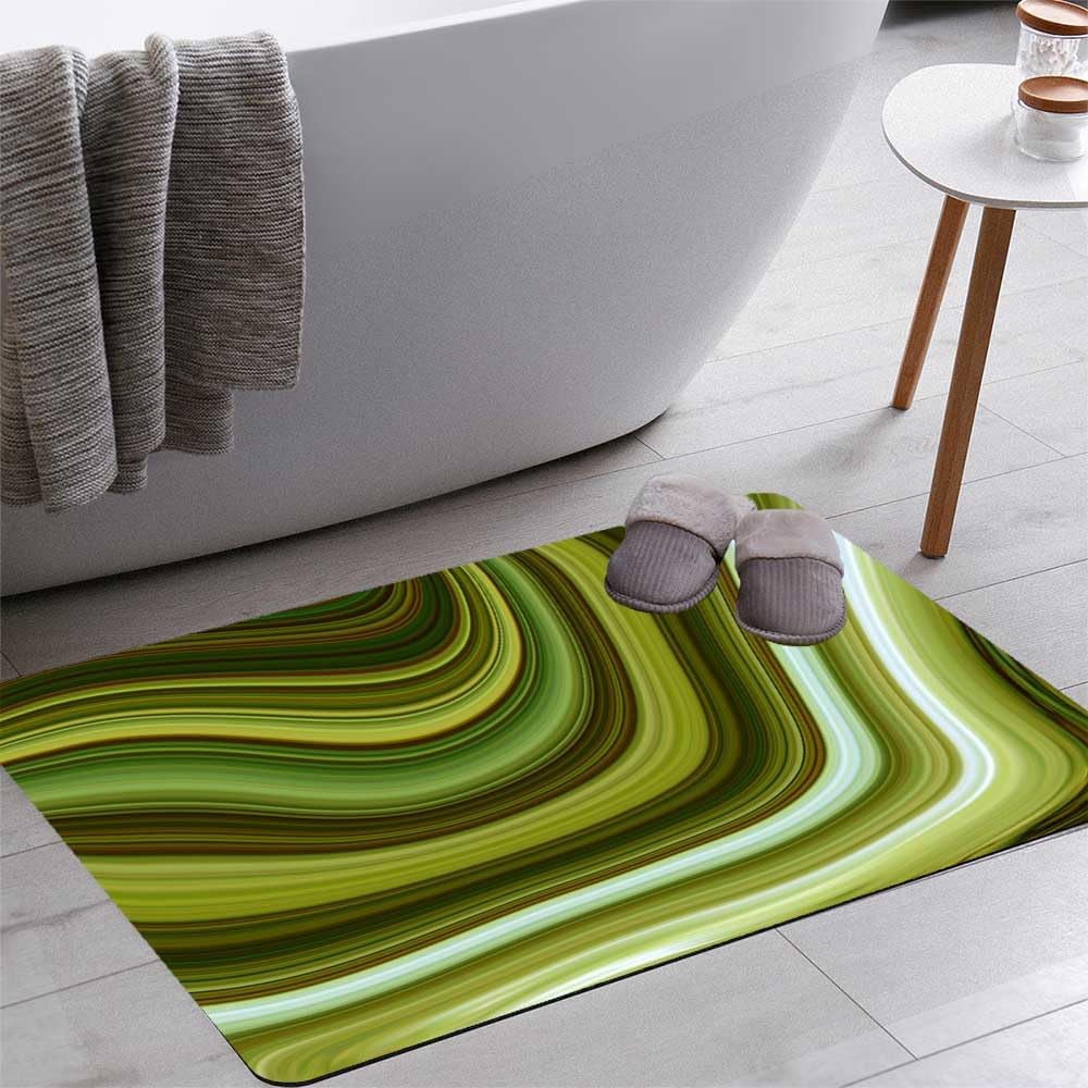 Ink Colorful Green Pattern Bath Rugs 16x24 Inch Non Slip Bath Mat Quick ...