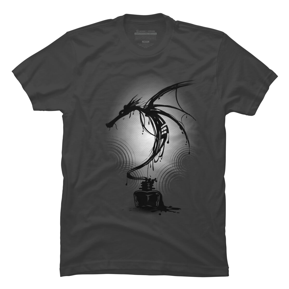 Ink Dragon Mens Charcoal Gray Graphic Tee - Design By Humans L ...