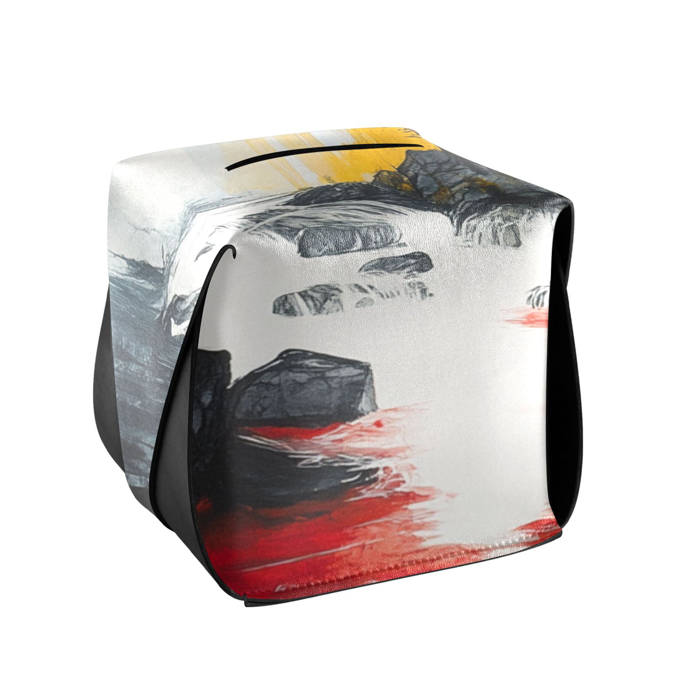 Ink Drawing Of Forest with River Tissue Box Cover Leather Square ...