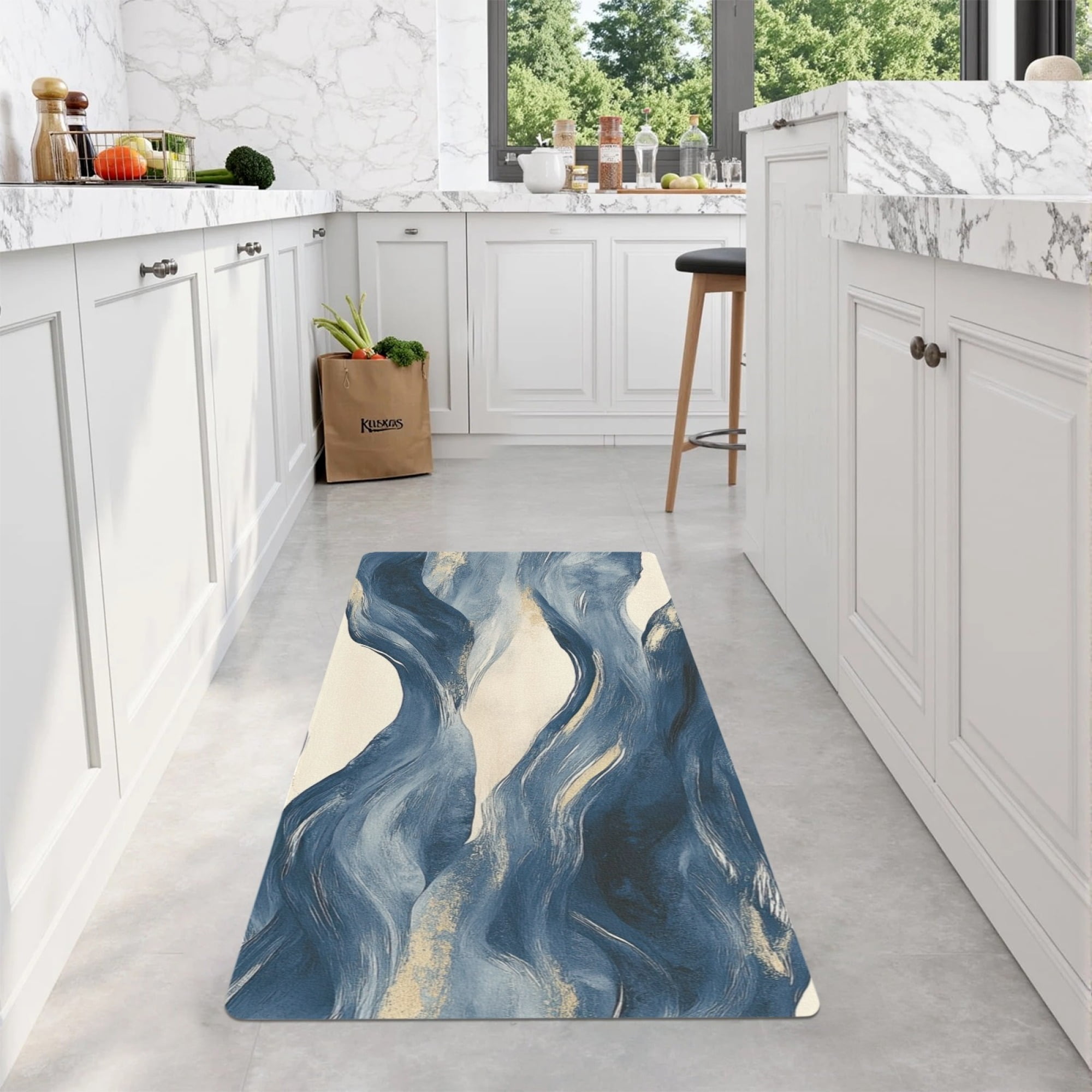 Ink Flowing Water Rubber Bottom Long Kitchen Mat - Walmart.com