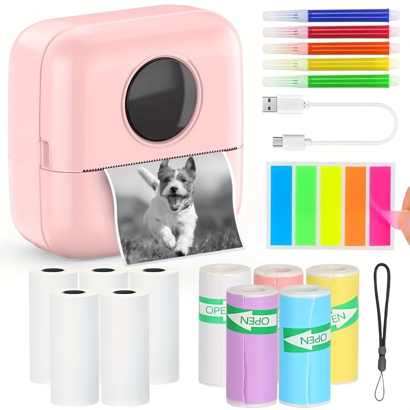 Ink Free Sticker Printer Mini Thermal Printer with One Roll Of Thermal ...