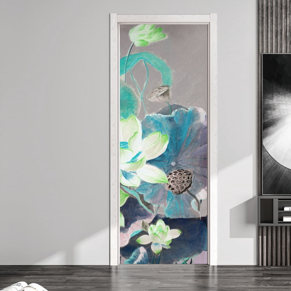 Ink Lotus Art Printed Sticker Porte Vase Oil Printing Home Decor ...