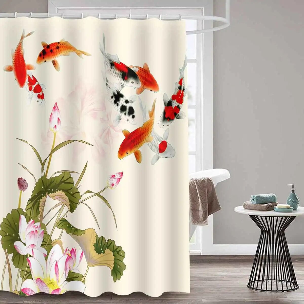Ink Mountain Water Scenery Shower Curtains Set Plant Bamboo Landscape Art Bathroom Curtain Retro ...
