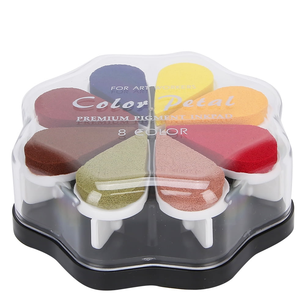 Ink Pad,8 Colors Petal Shape Schedule Book Scrapbook Colorful DIY Ink ...