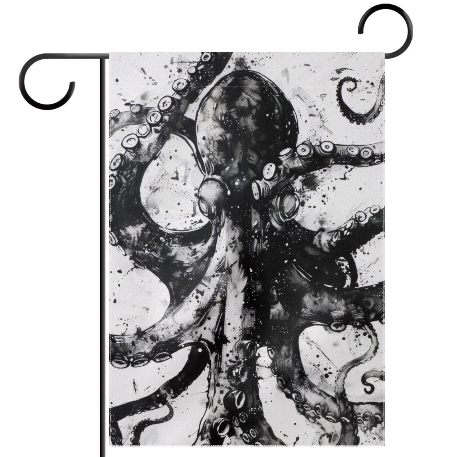 Ink Painting Marine Octopus Sea Animals Decorative Garden Flag for All ...