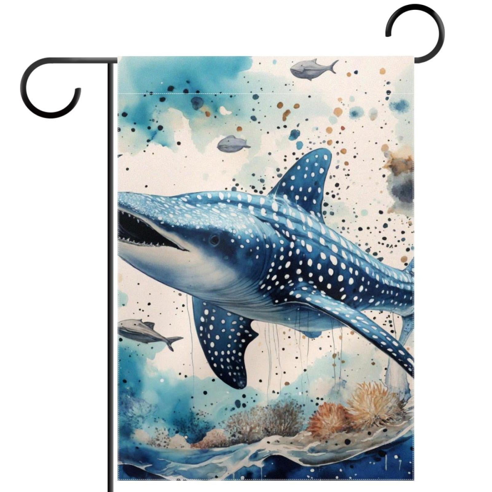 Ink Painting Sea Whale Double Sided Garden Flag Decorative Weather ...