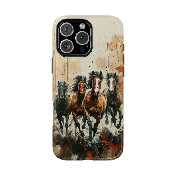 Ink Painting of Wild Horses in a River Phone Case for iPhone 11,12,13 ...