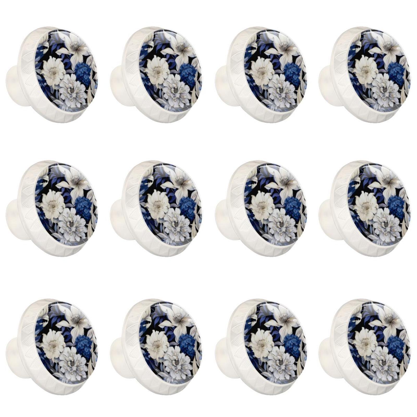 Ink Plant 12 Pcs White Round Drawer Pulls with Screws,ABS and Glass ...