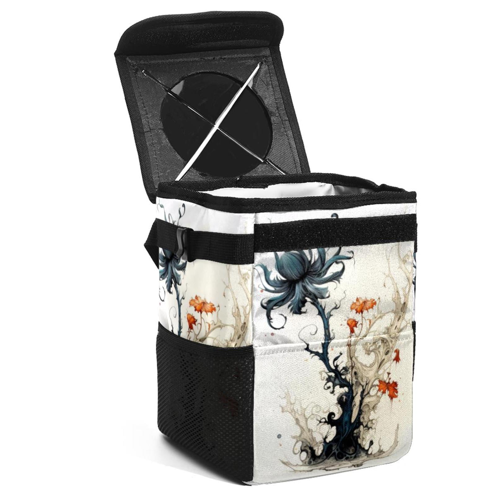 Ink Plants Foldable Car Trash Bin with Lid, Leak-Proof, Hanging Storage ...