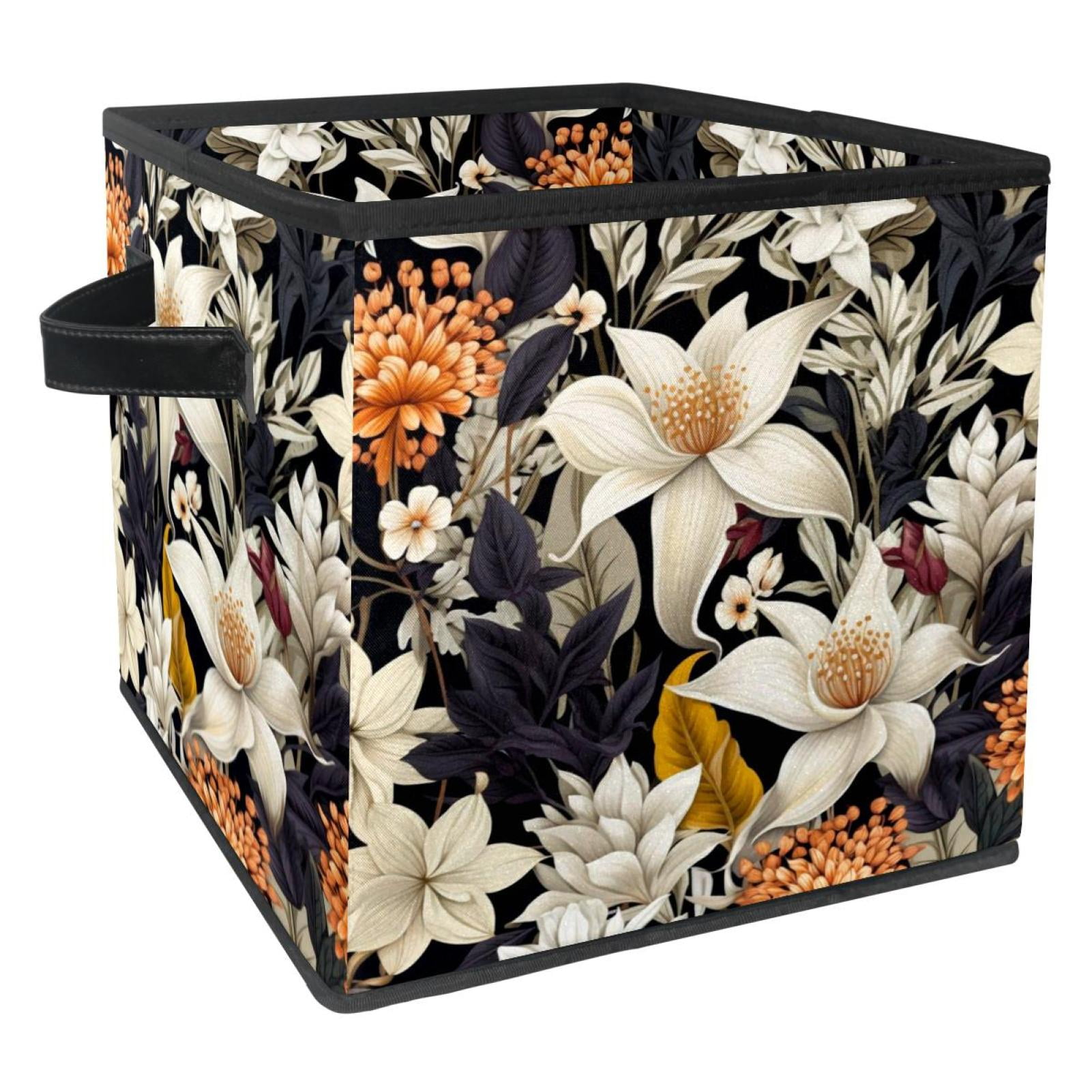 Ink Plants Foldable Toy Box Cube Organizer with Handle, 10.8"x10.5"x10.6", Large Capacity Toy ...