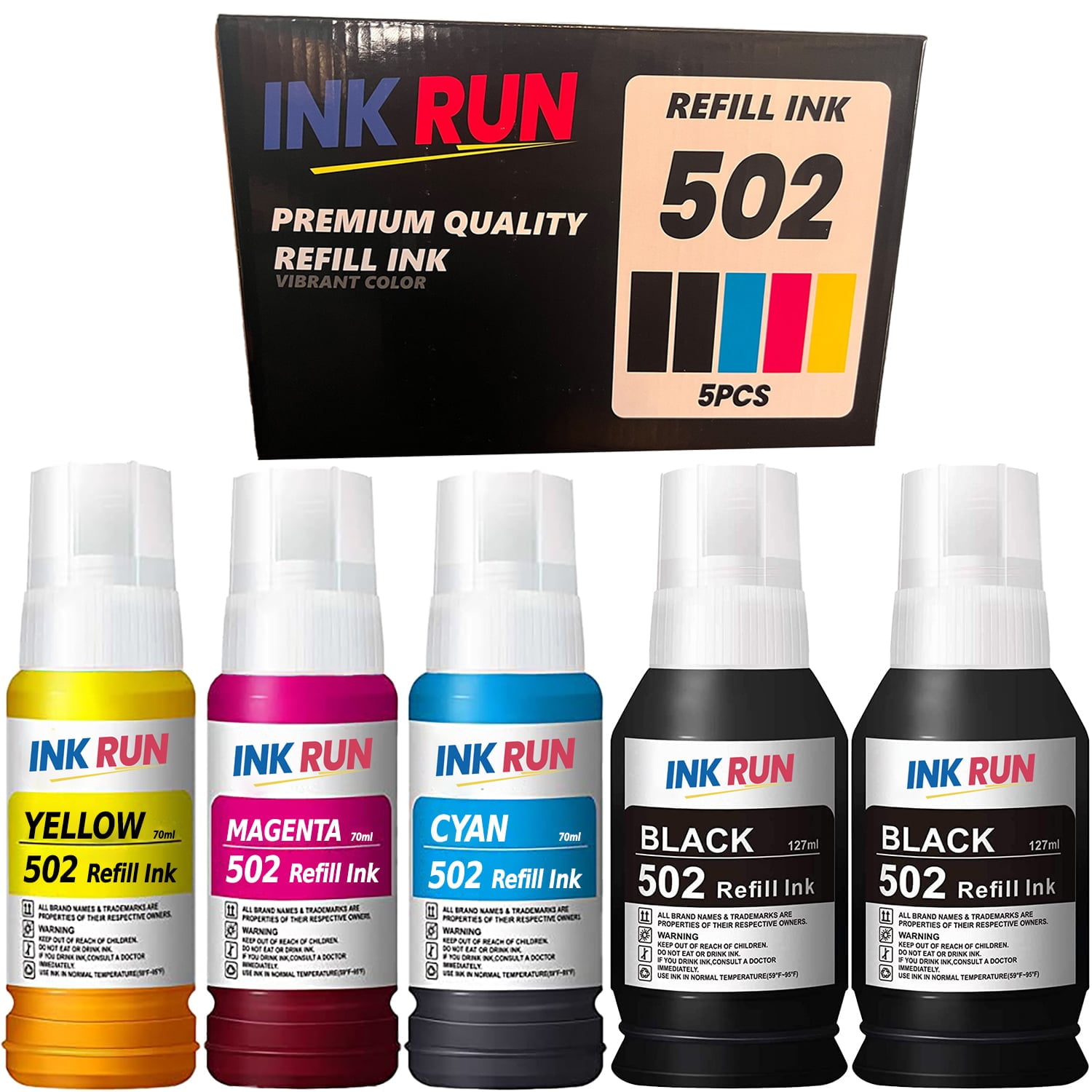 Ink Refill Bottles Compatible with Epson T522 502 EcoTank ET-2720 ET ...