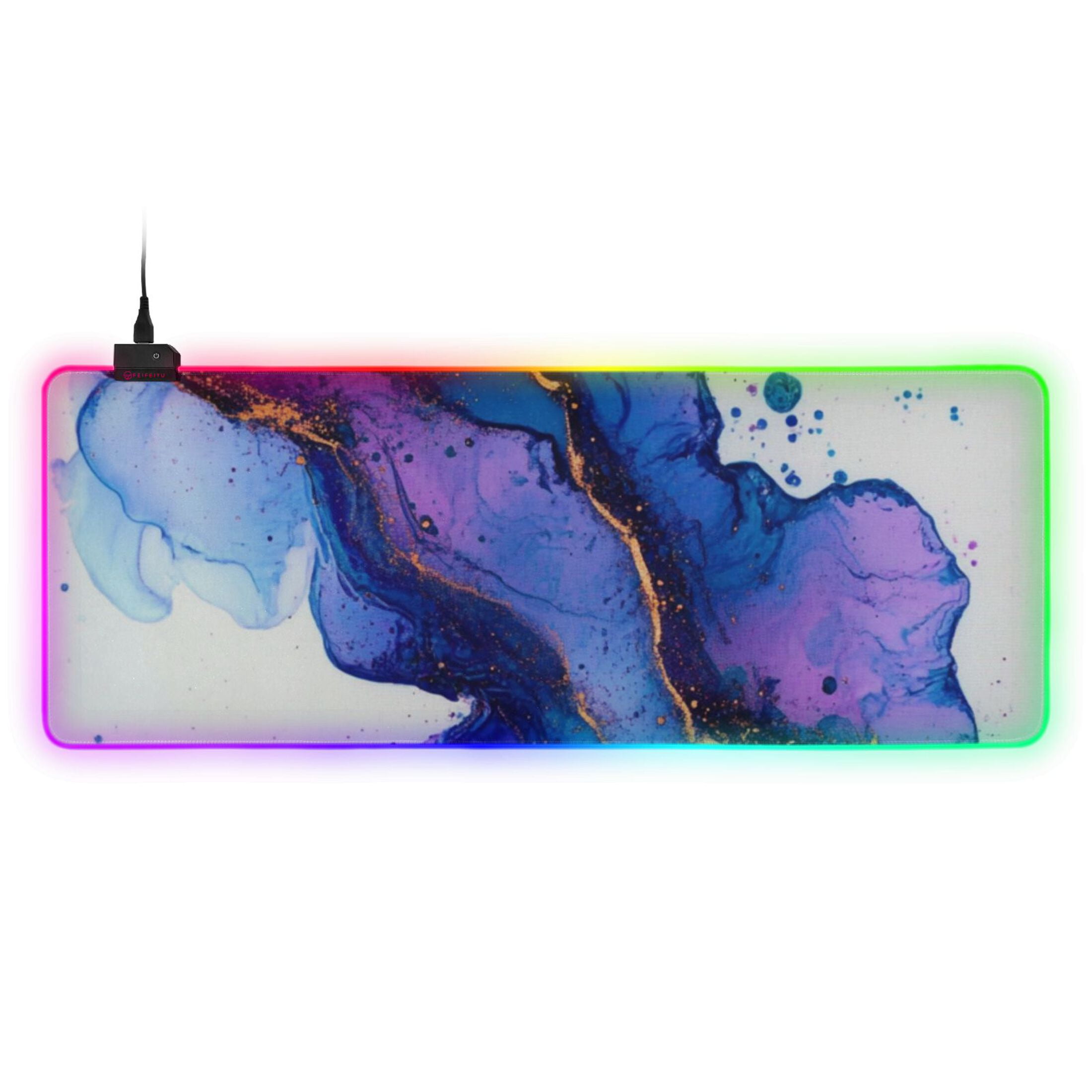 Ink Splash Alcohol RGB Gaming Mouse Pad Large Keyboard Mat Rubber Base ...