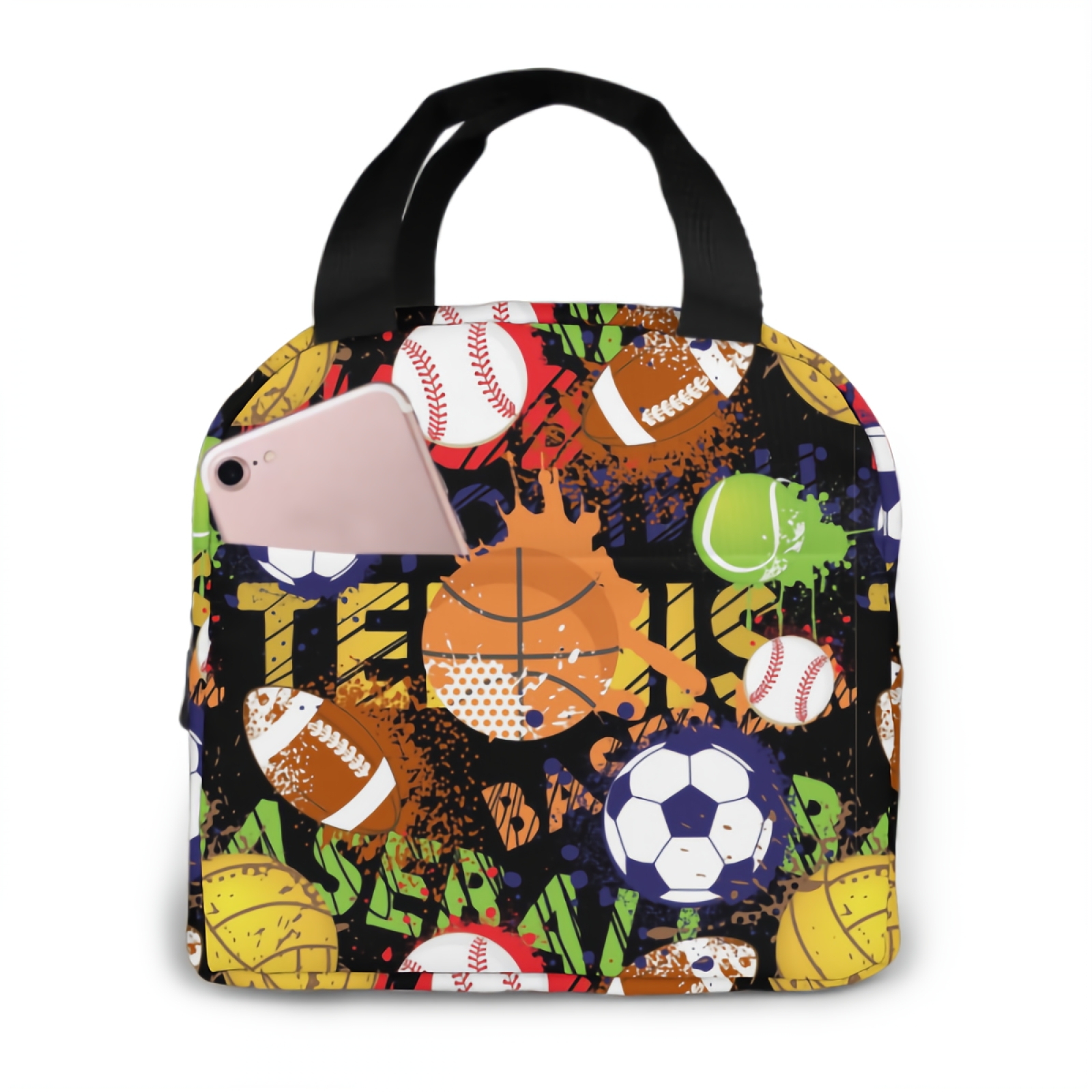 Ink Splash With Ball Movement Pattern Insulated Lunch Bag lunch box containers for Women Men ...