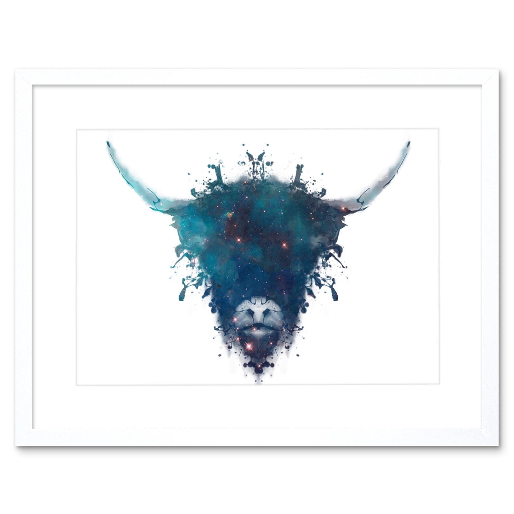 Ink Splat Highland Cow Artwork Framed Wall Art Print 9X7 Inch - Walmart.com