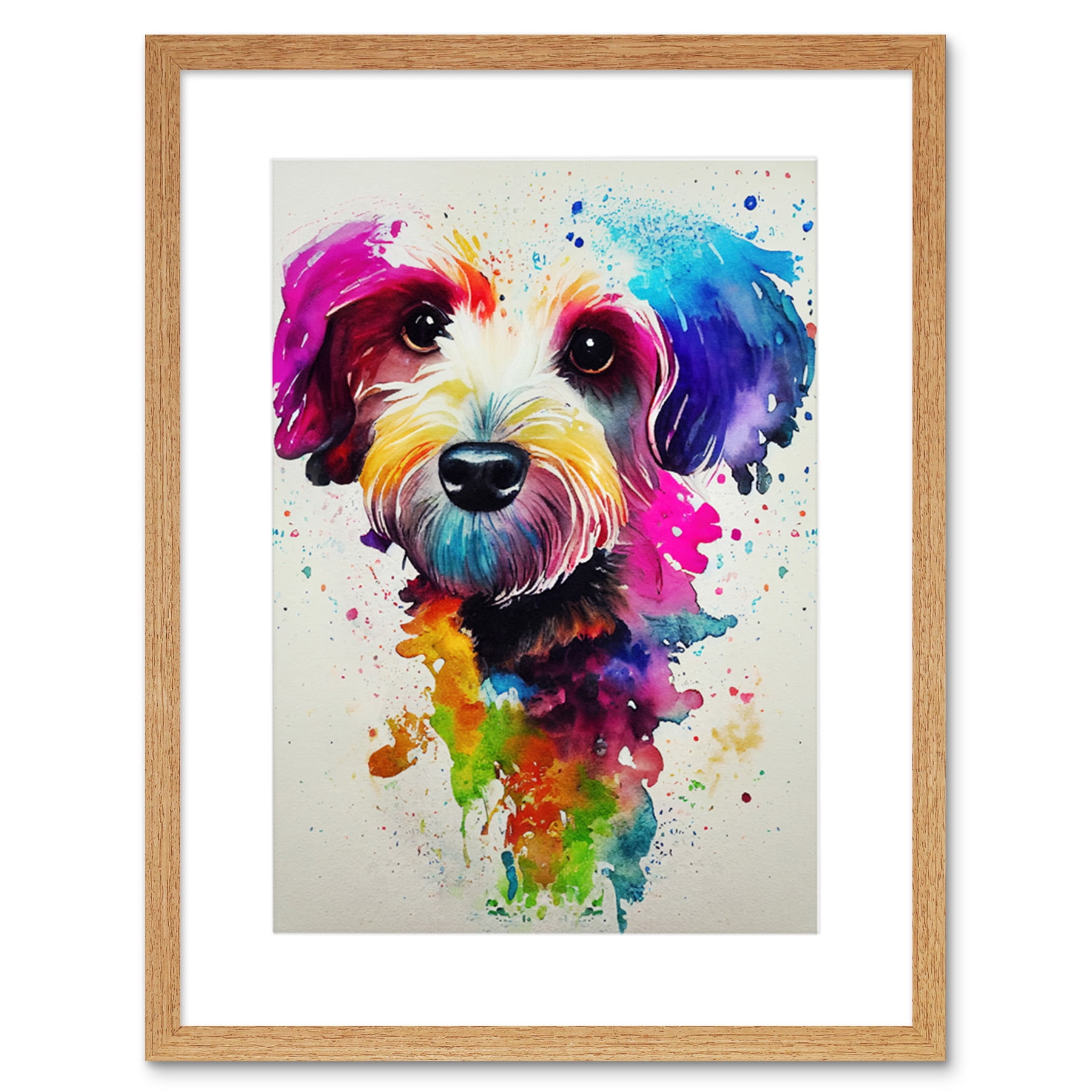 Ink Splatter Cockapoo Dog Watercolour Painting Artwork Framed Wall Art ...
