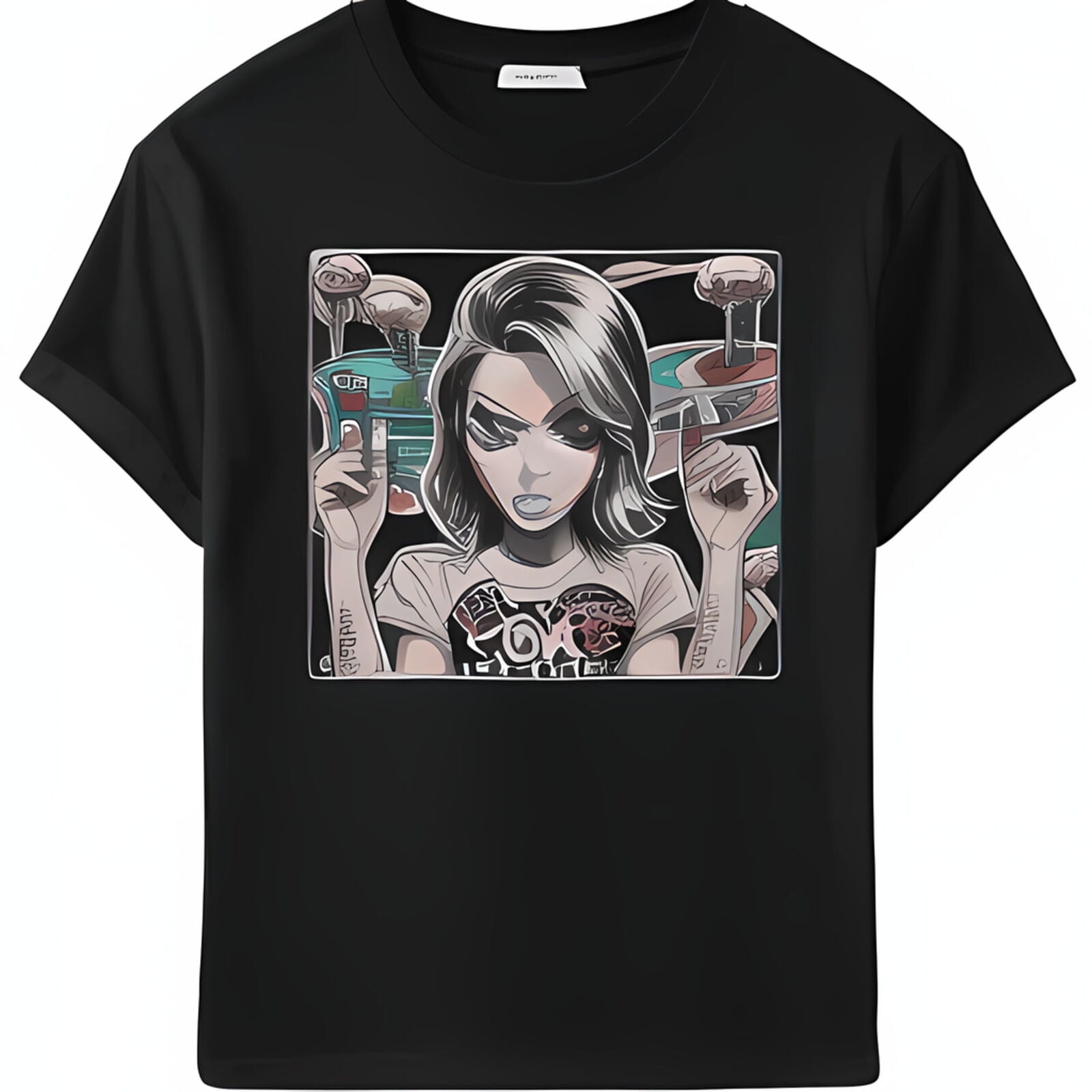 Ink Style Cartoon CharacTeer T-Shirt: Manga Art Girl 'Ketchum' Design ...