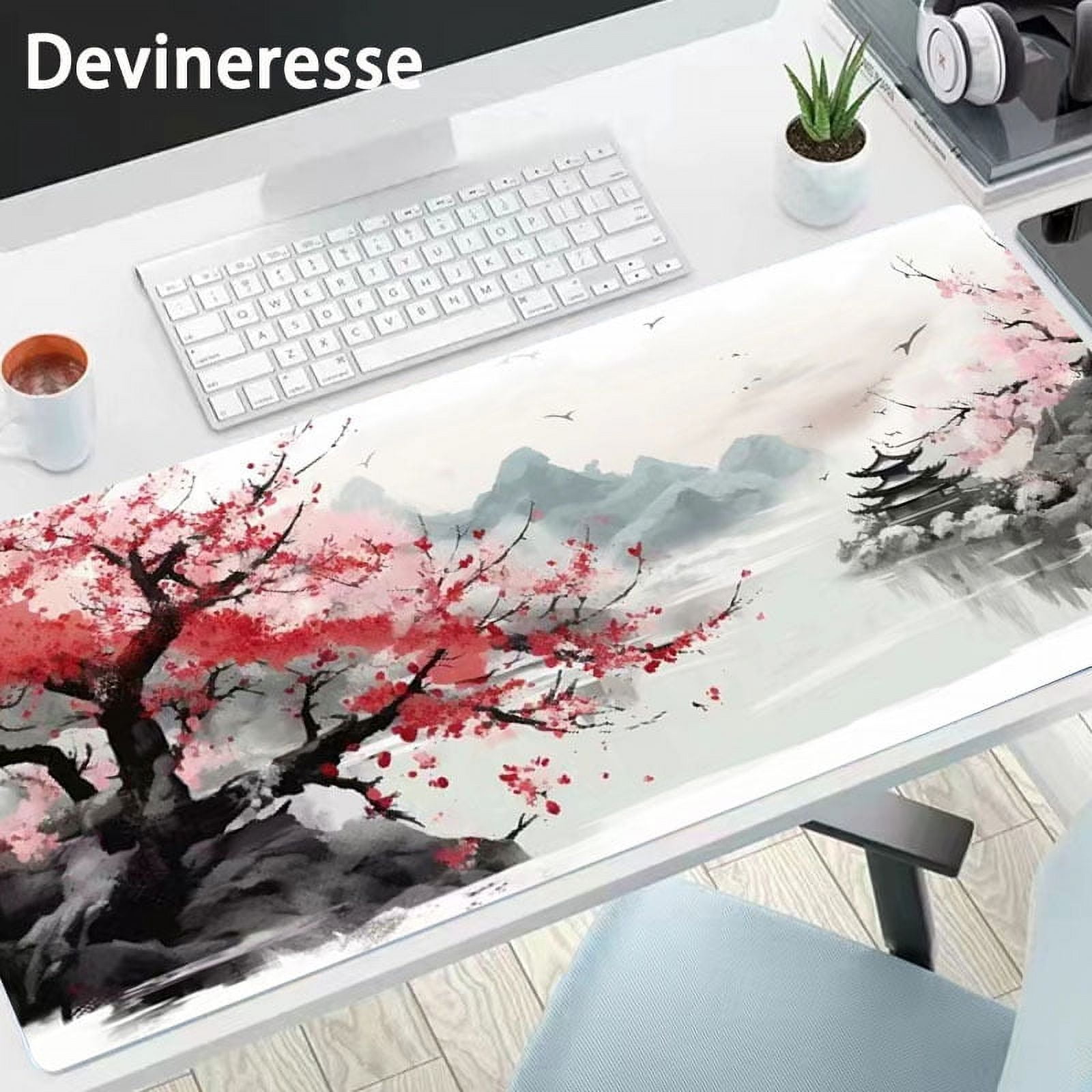 Ink Style Cherry Blossoms Plum Blossoms Gaming Mouse Pad Desk Mat Desk ...