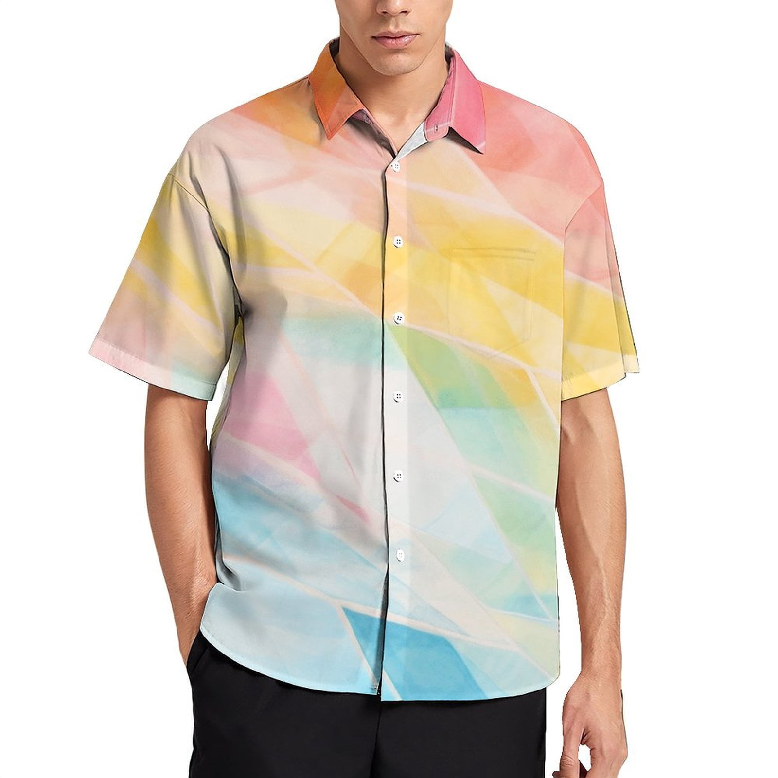 Ink Texture Watercolor Men's Shirts Short Sleeve Casual Shirts Button ...