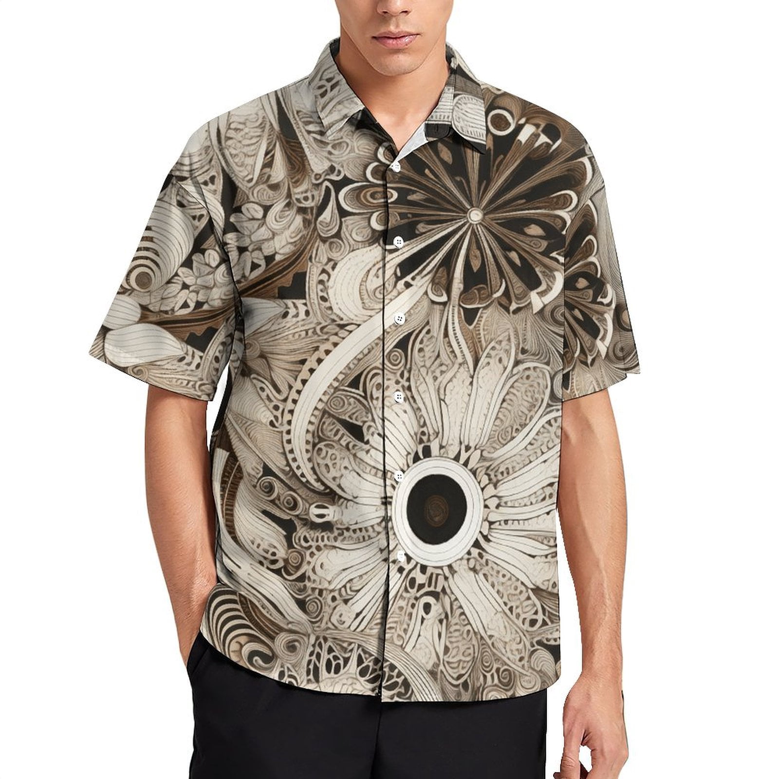 Ink Texture Watercolor Men's Shirts Short Sleeve Casual Shirts Button ...