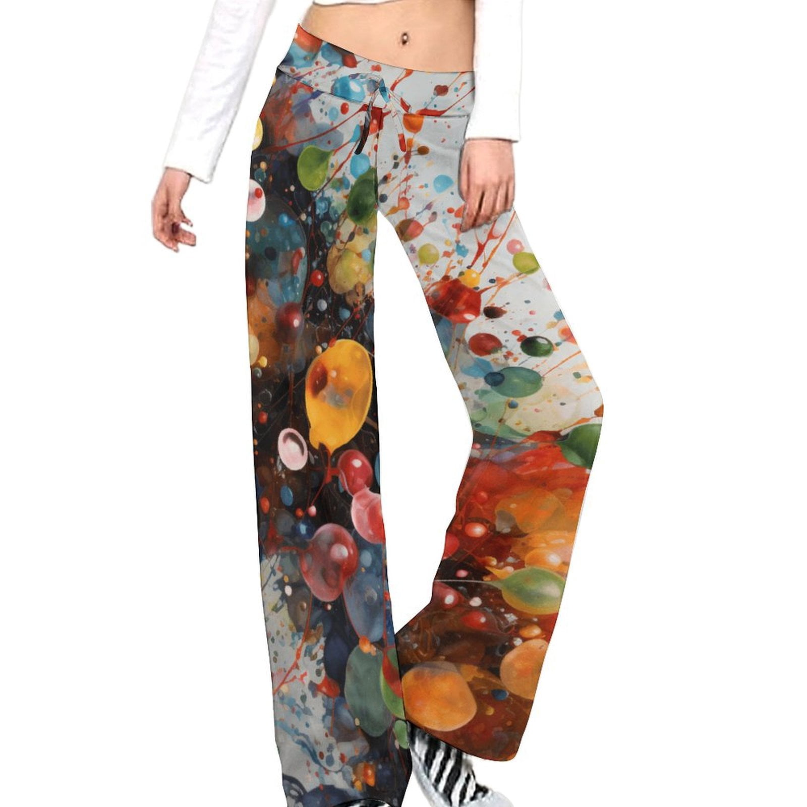 Ink Texture Watercolor Summer Outfits Flowy Palazzo Pants for Women ...