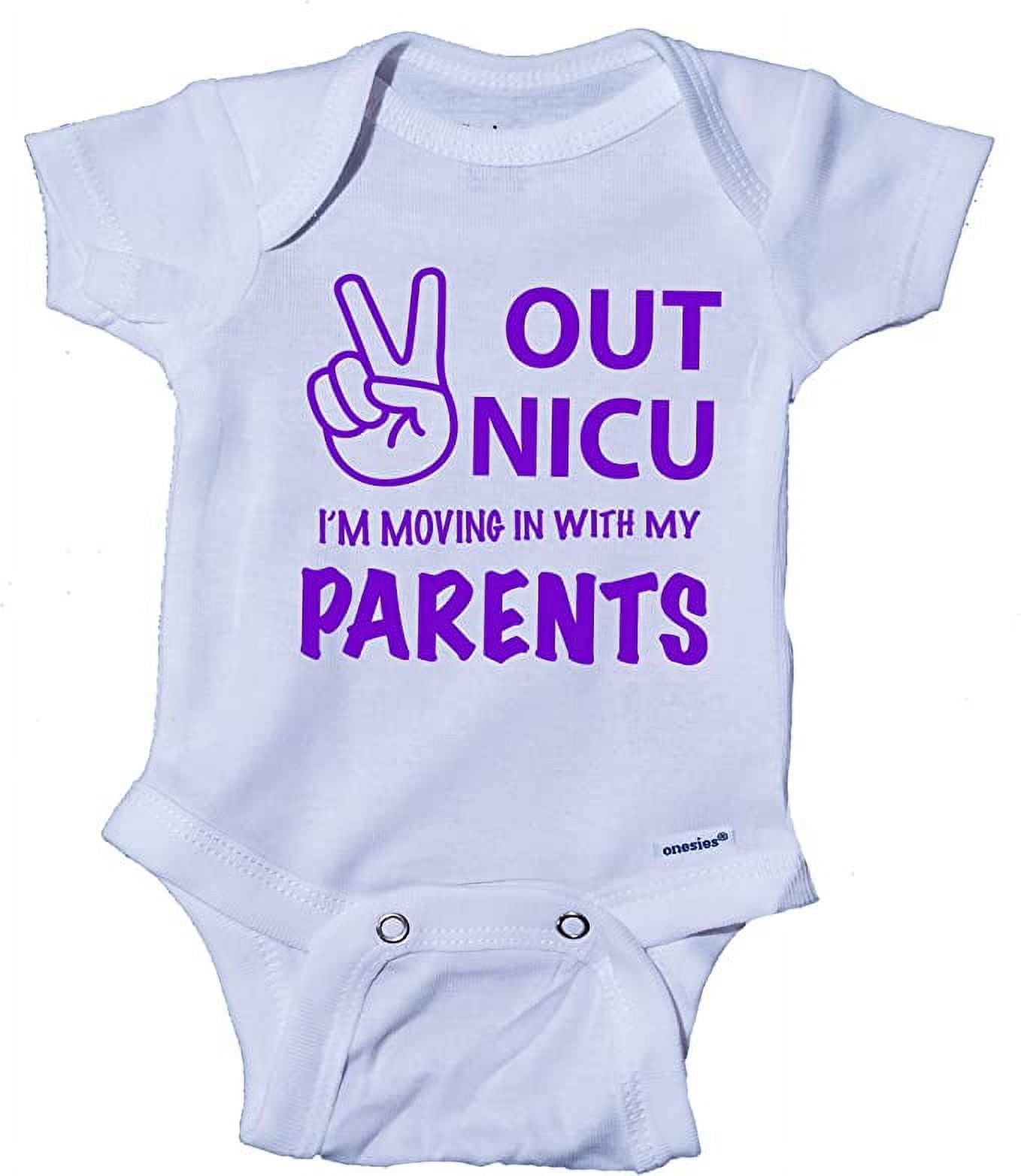 Ink Trendz Peace Out NICU I'm Going Home With My Parents Baby Onesie (Purple, 0-3 Months ...