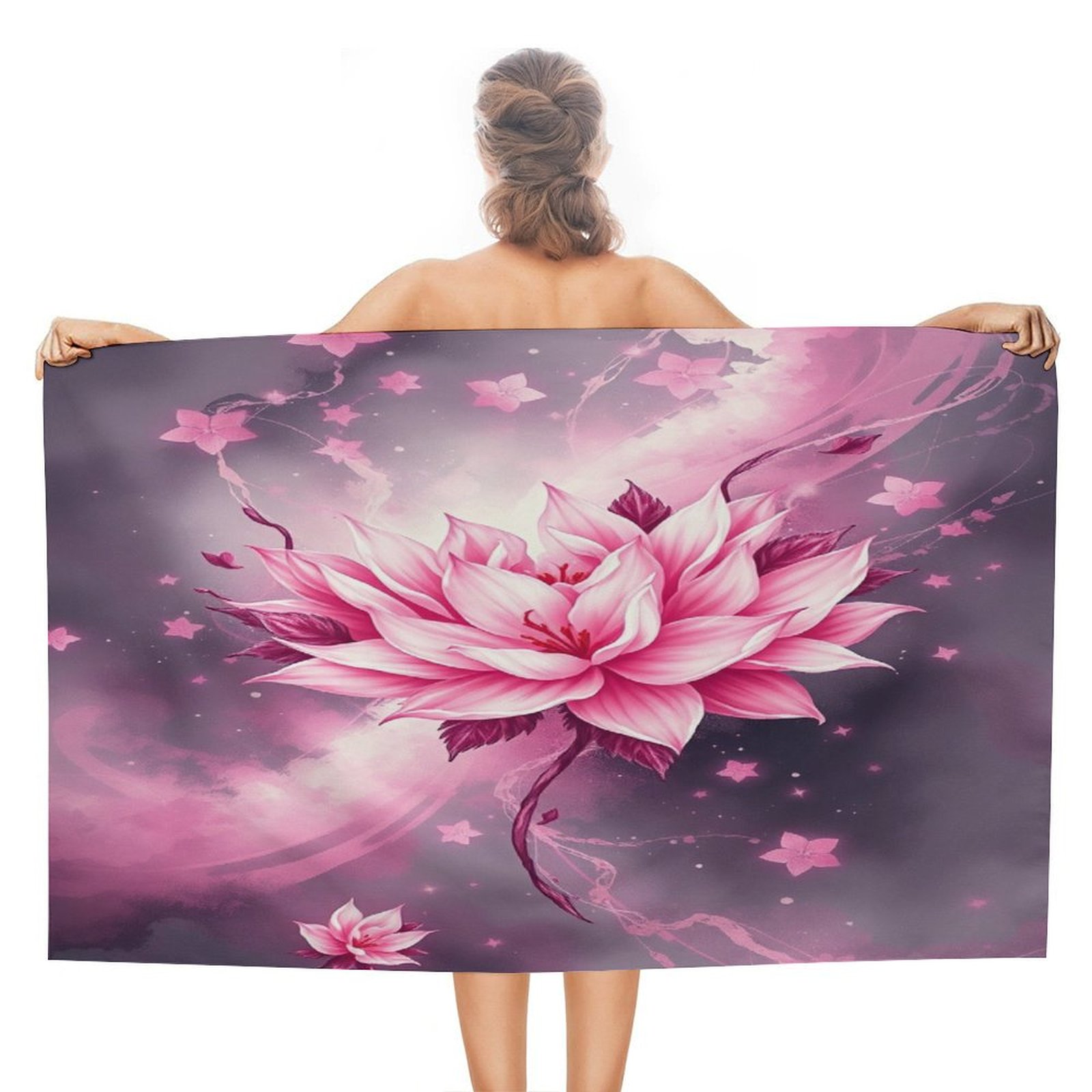 Ink Wash Flower Beach Blanket Soft Absorbent Lightweight Long Wide ...