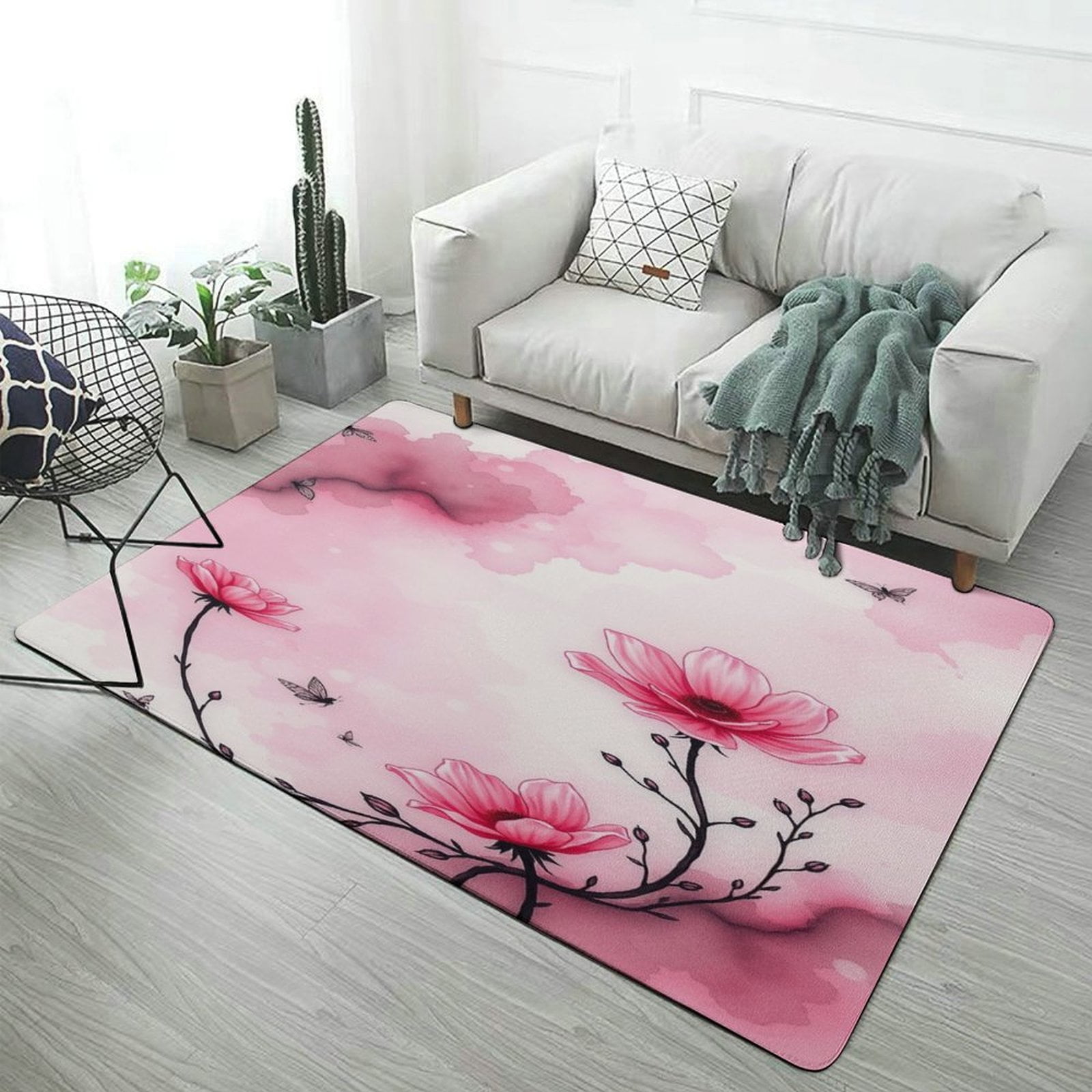 Ink Wash Flower Carpet for Living Room Luxury Home Rations Sofa Coffee ...