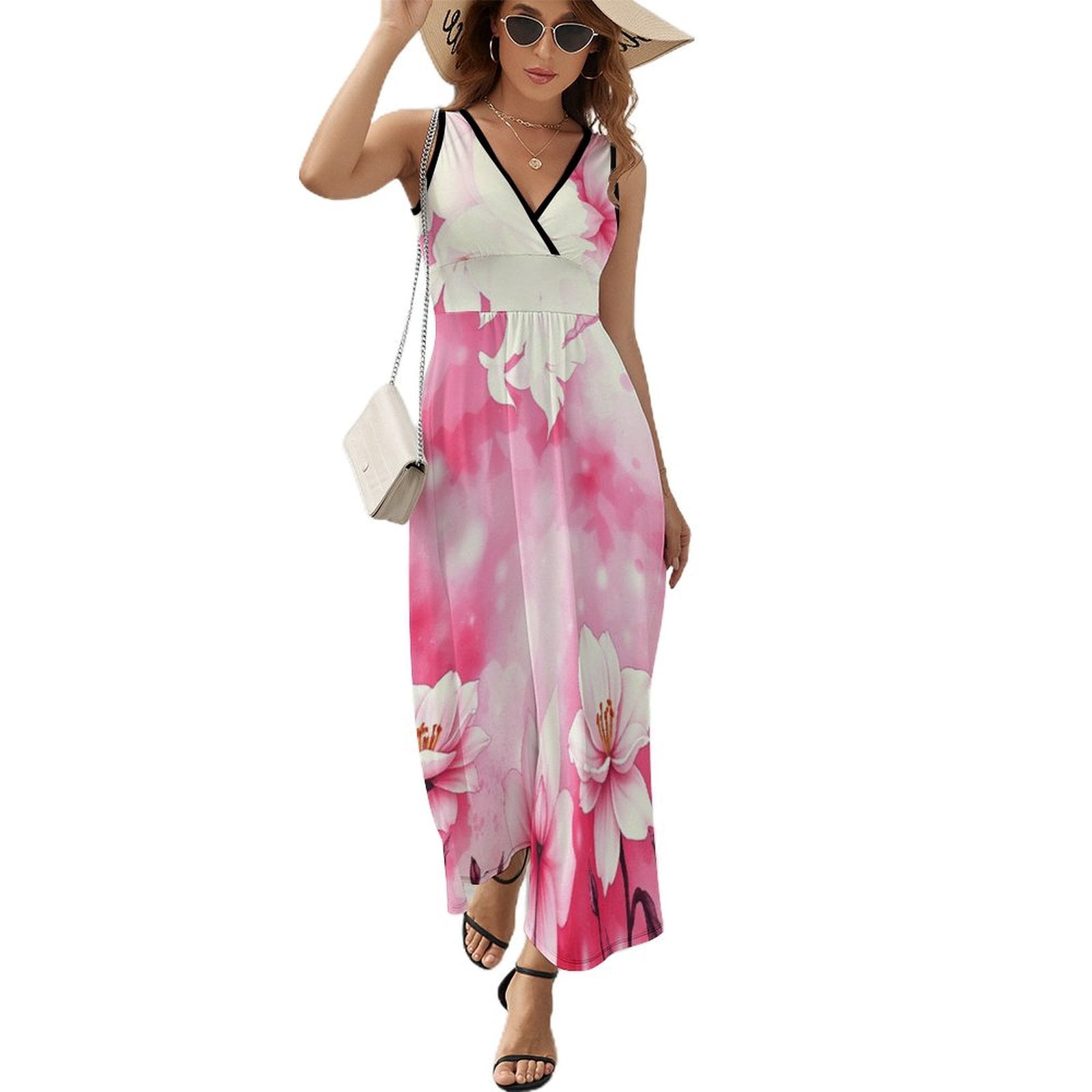 Ink Wash Flower Sleeveless Dress for Women Birthday Clothing Suit ...