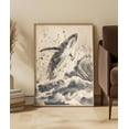 Ink Wash Humpback Whale Art Print Blue Grey Ocean Wave Minimal Marine ...
