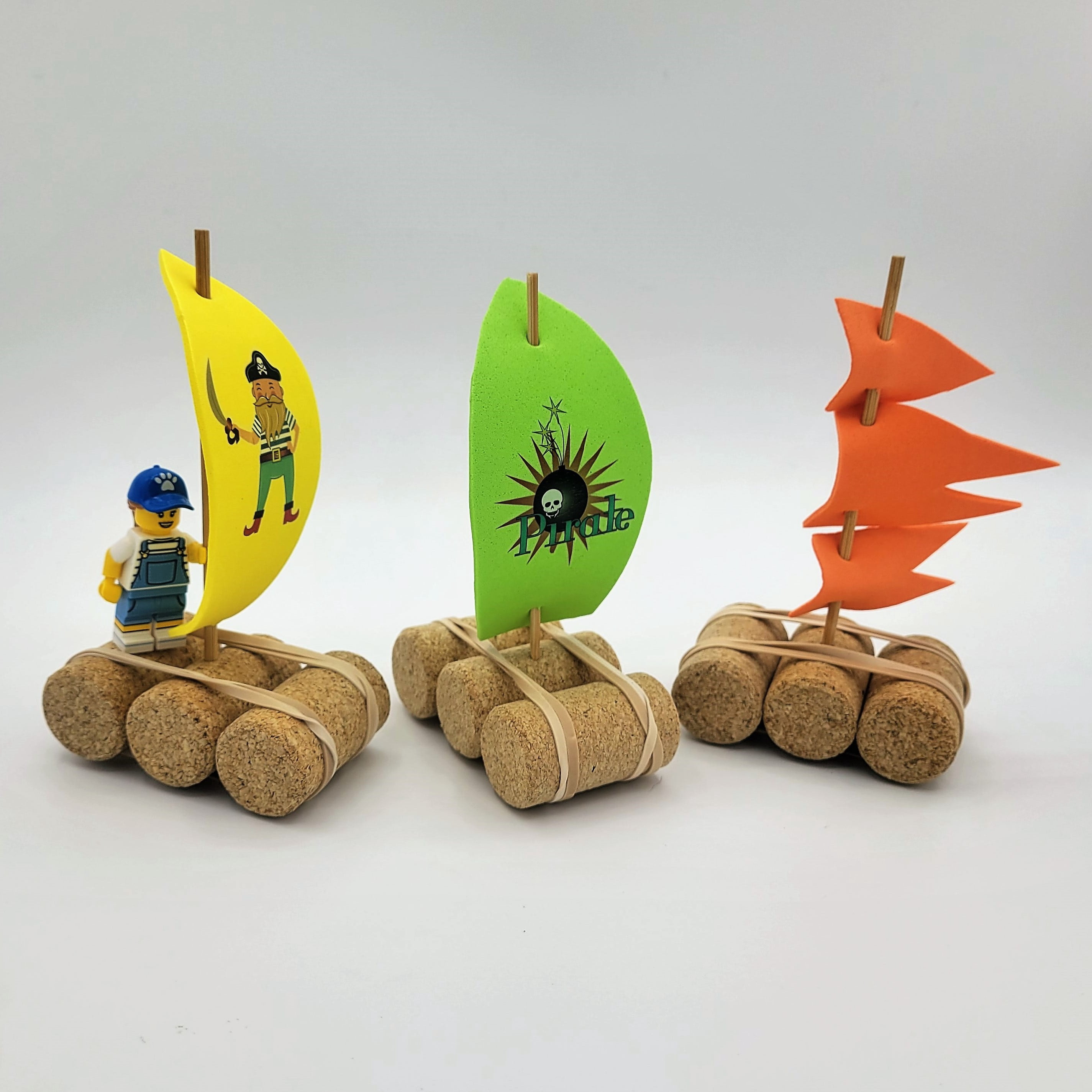 Ink and Trinket Kids DIY Cork Boat Craft Kit, Yellow/Orange/Lime ...