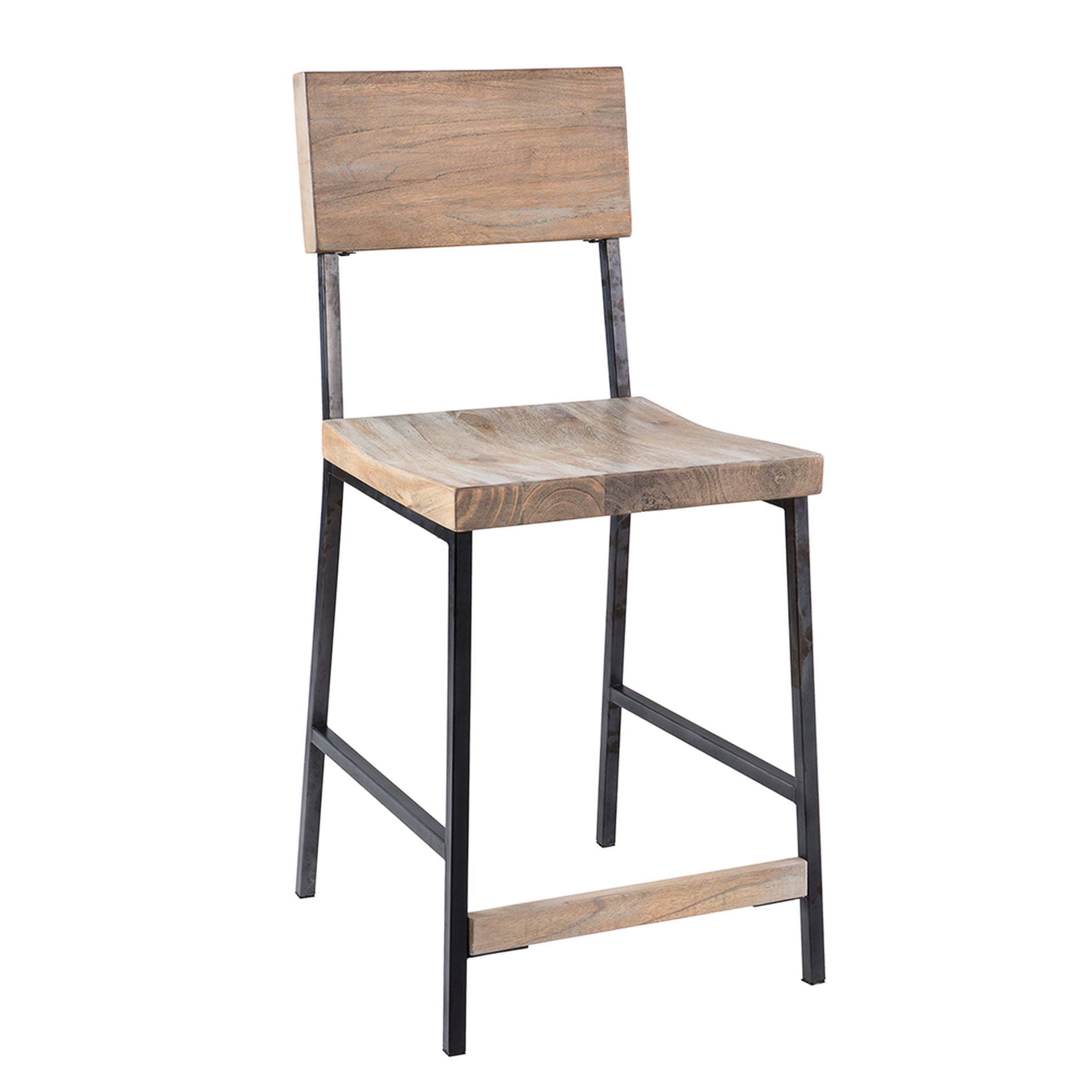 Ink+ivy 24" Counter Stool, Grey Wood Seat And Back, Matte Black Metal ...