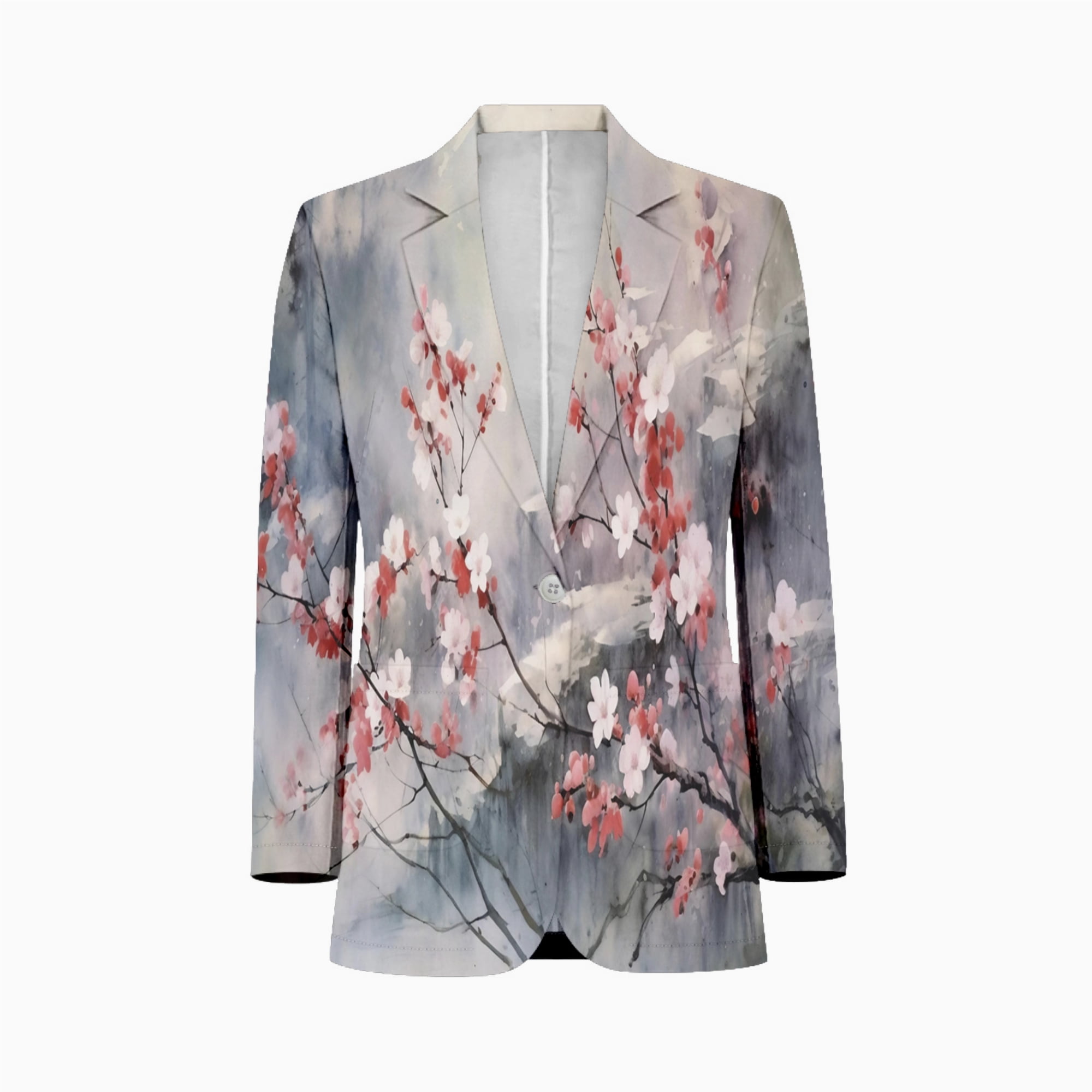 Ink painting of plum blossoms in the snow Mens Suits Shawl Collar Slim ...