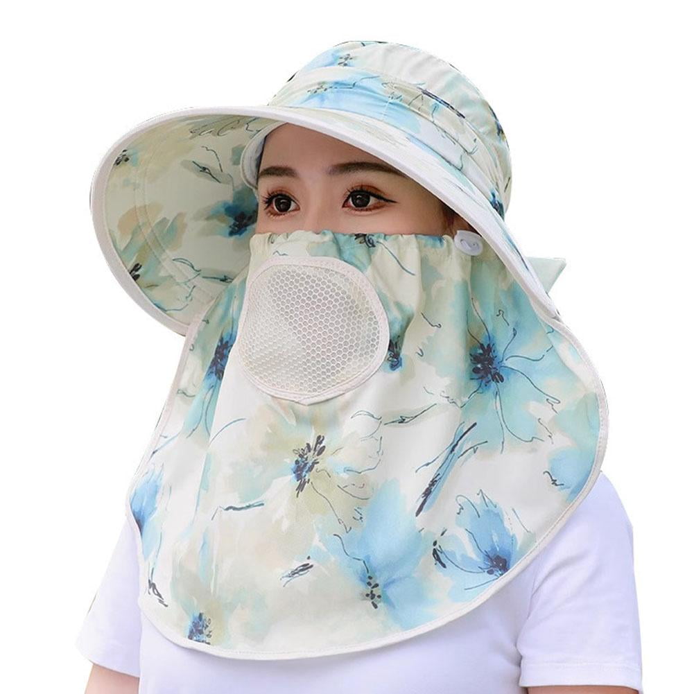 Ink painting shawl - beige (D) $ New sun hat summer mask to cover the ...