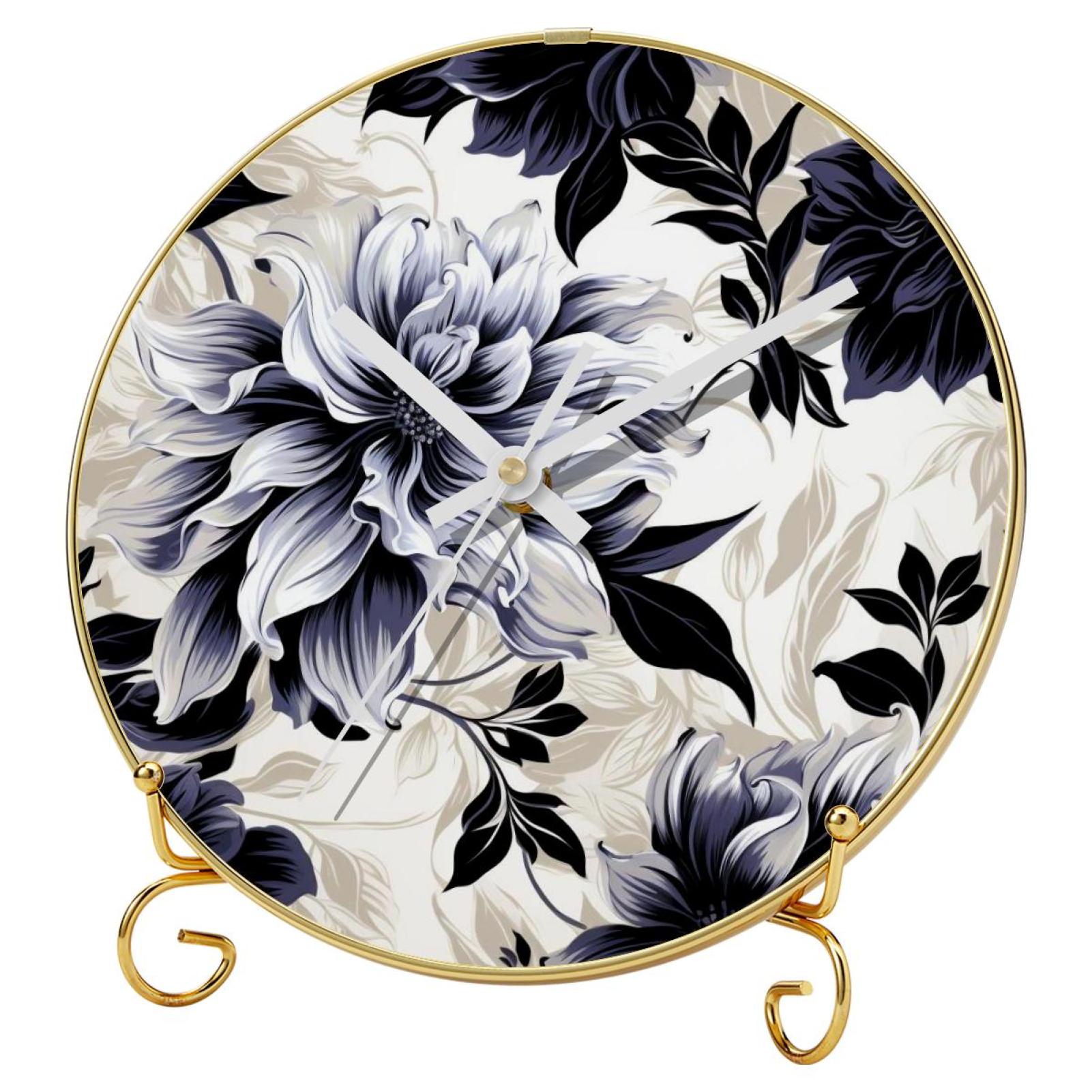 Ink plants Modern Gold Stand Wall Clock: Round, Printed, Silent & Non ...