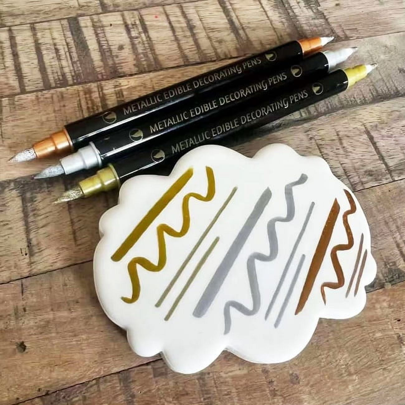 Ink4Cakes Metallic Edible Decorating Markers Value Pack, Gold, Silver ...