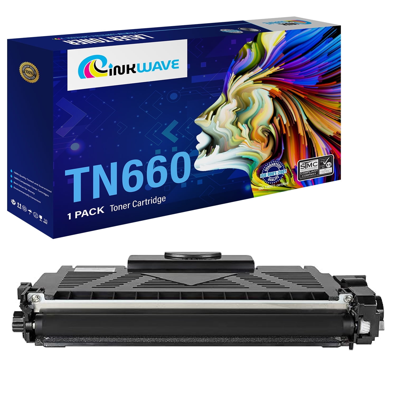 InkWave TN660 Toner Replacement Printer Cartridge for Brother, Black ...