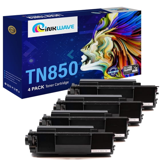 InkWave TN850 Toner Replacement Printer Cartridge, (Black, 4 Pack ...