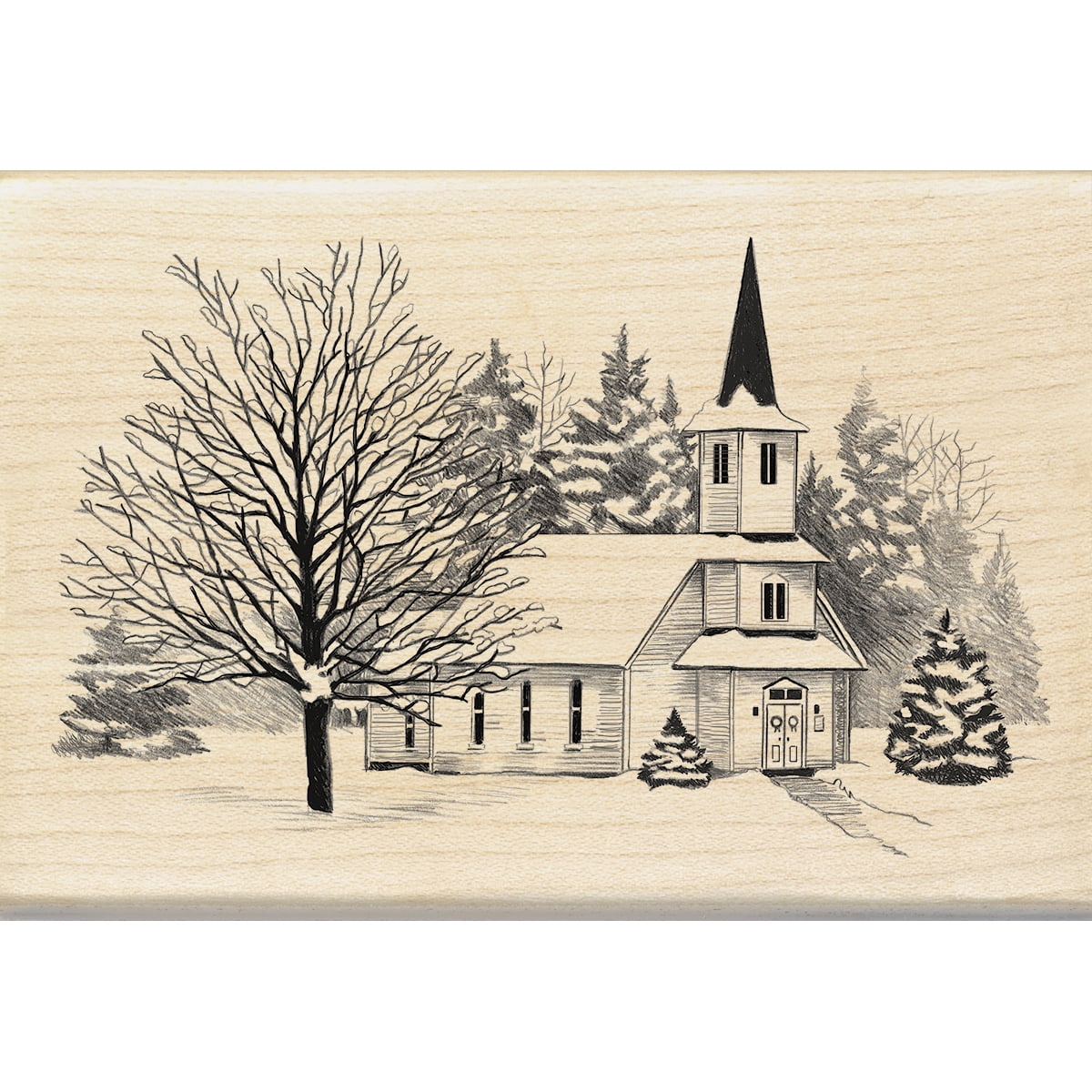 Inkadinkado Mounted Rubber Stamp 2.75"X4" Church In Snow - Walmart.com