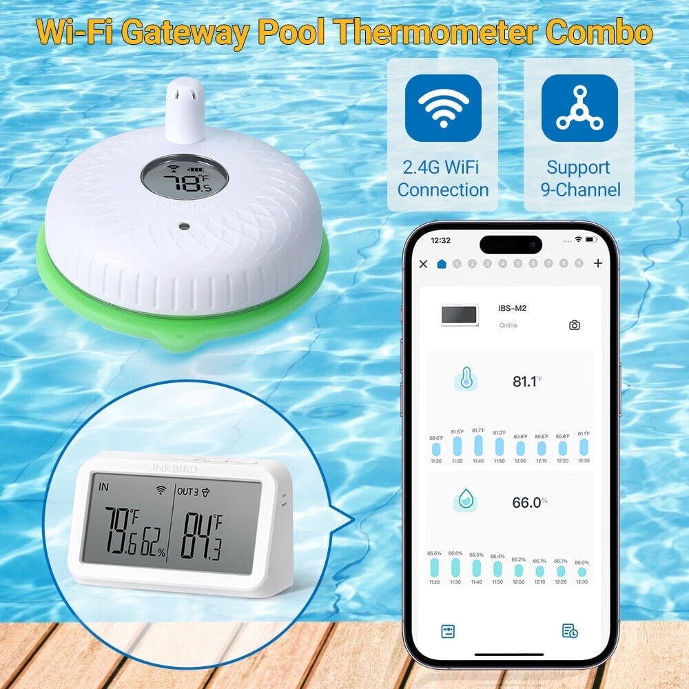 INKBIRD 2nd-Gen Digital Pool Thermometer, IPX7 Waterproof, Wifi ...