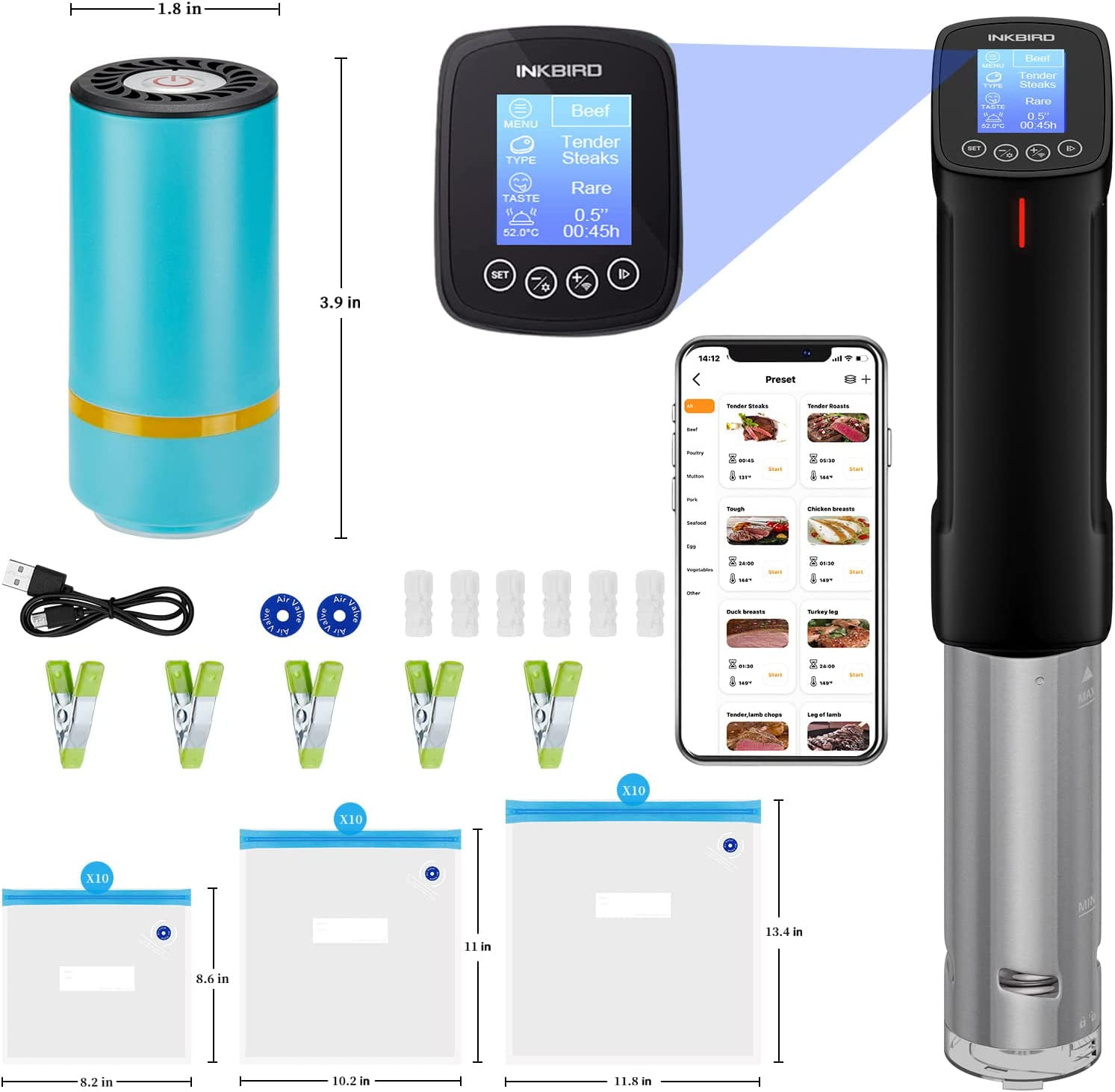 Inkbird WIFI Sous Vide Cooker ISV-300W, 1000 Watts Sous-Vide Machine ...