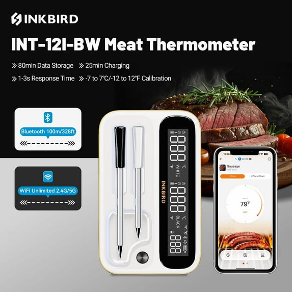 Inkbird Wireless BBQ Thermometer Food Cooking Meat Grill Roast Oven 5G ...