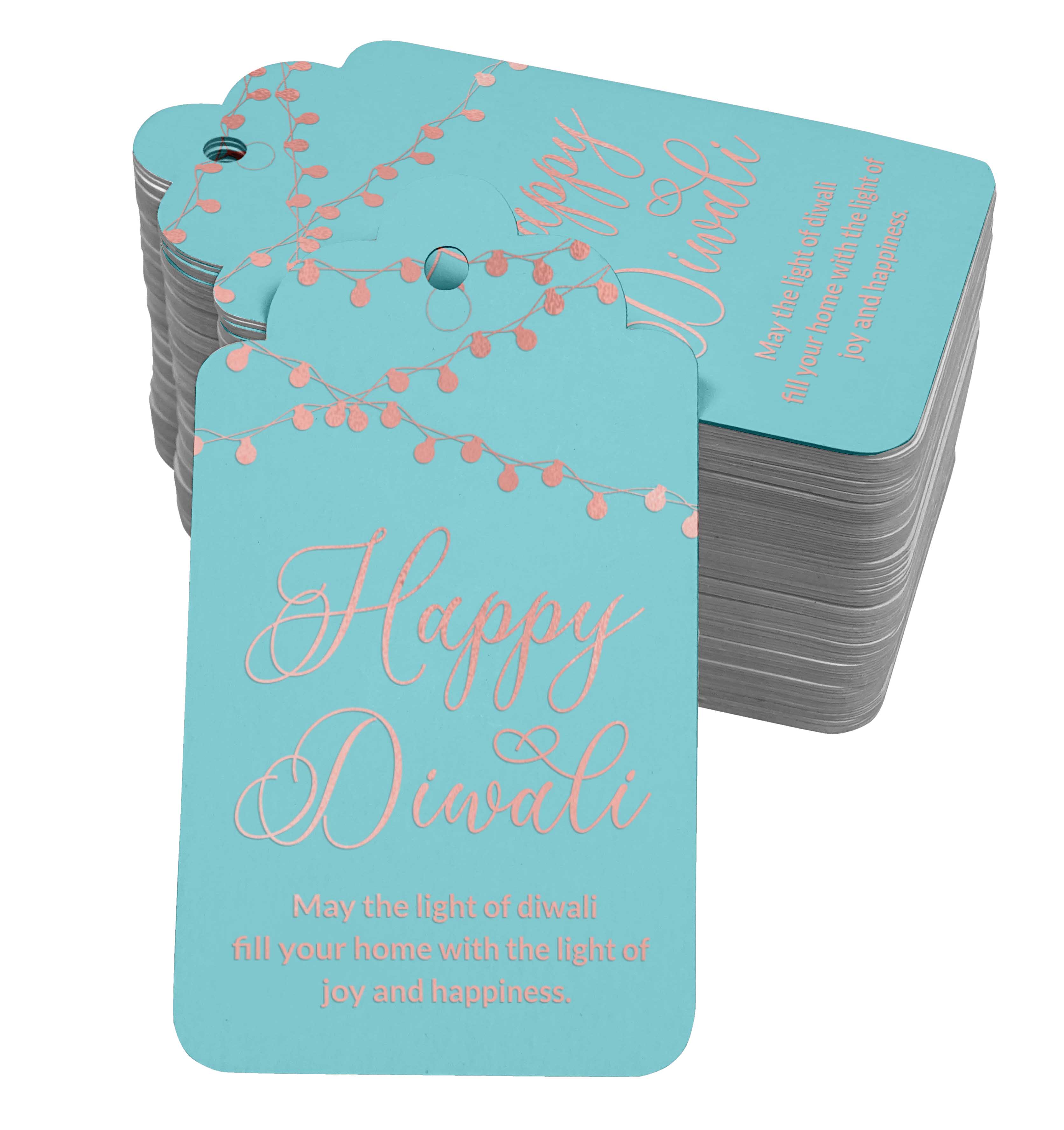 Inkdotpot 100 Pack Happy Diwali Favor Paper Tags Craft Real Rose Gold ...