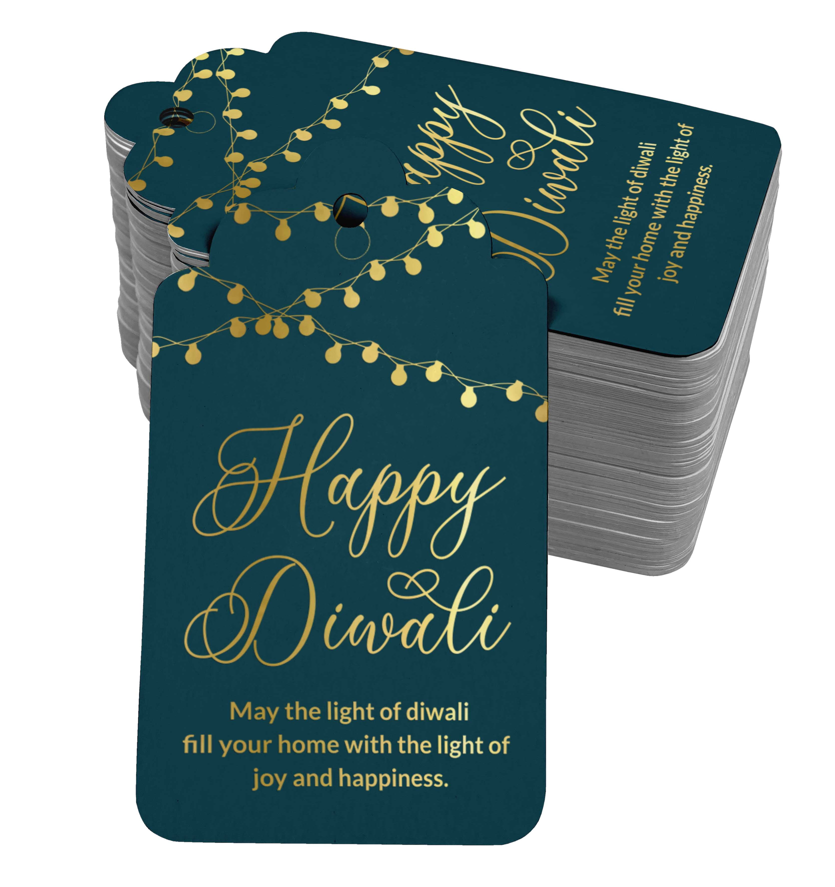 Inkdotpot 100 Pack Real Gold Foil Paper Tags Happy Diwali Favor Hang ...