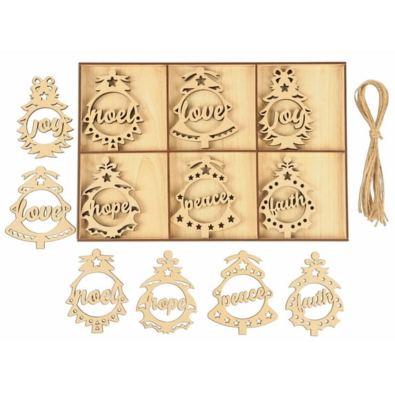 Inkdotpot 18pcs Wooden Christmas Ornaments, Unfinished Wooden Laser ...