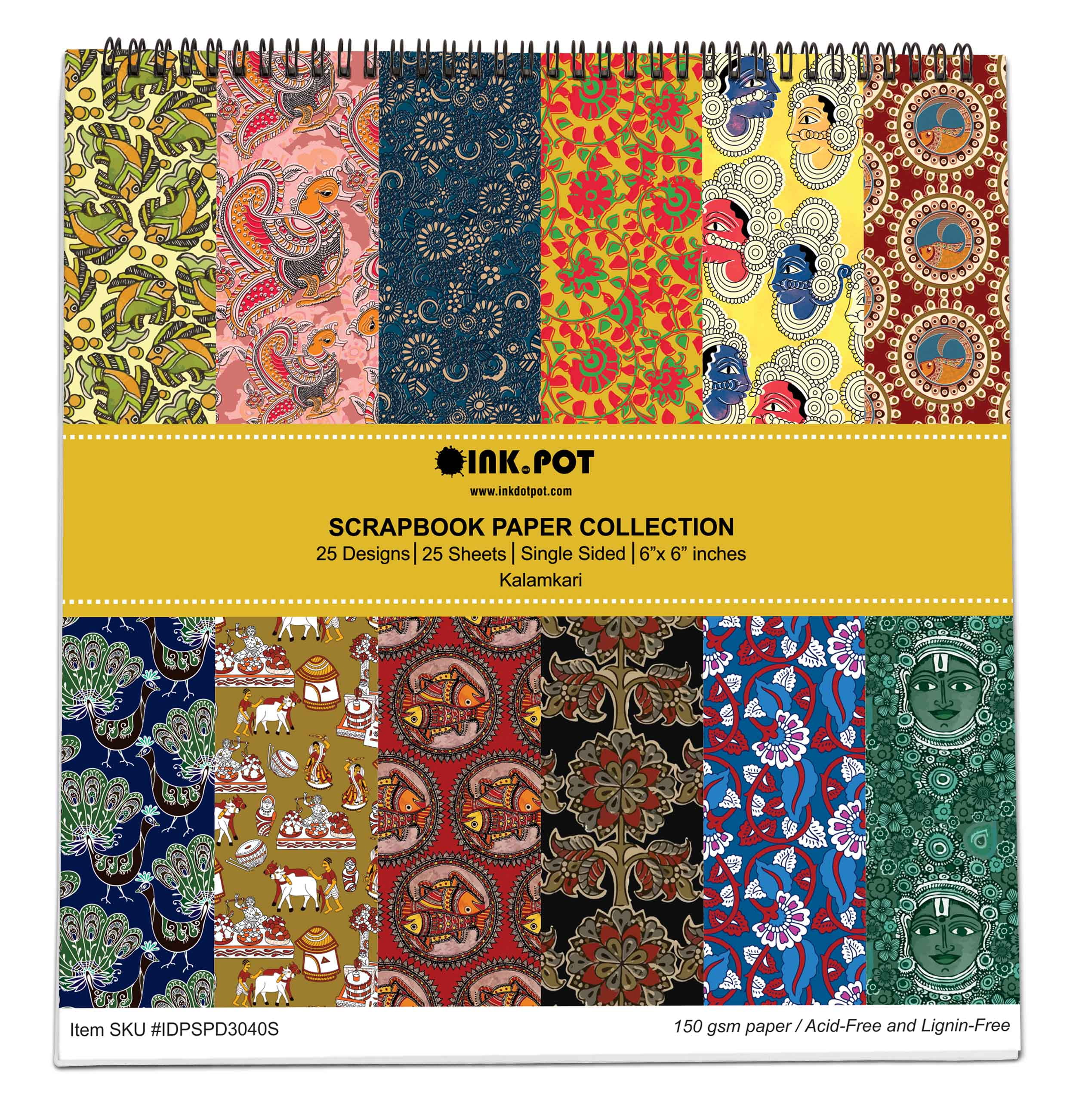 Inkdotpot 25 Sheets Asian Indian Theme Scrapbook Paper Pad 6x6, Single ...