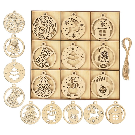 Inkdotpot 18pcs Wooden Christmas Ornaments, Unfinished Wooden Laser ...
