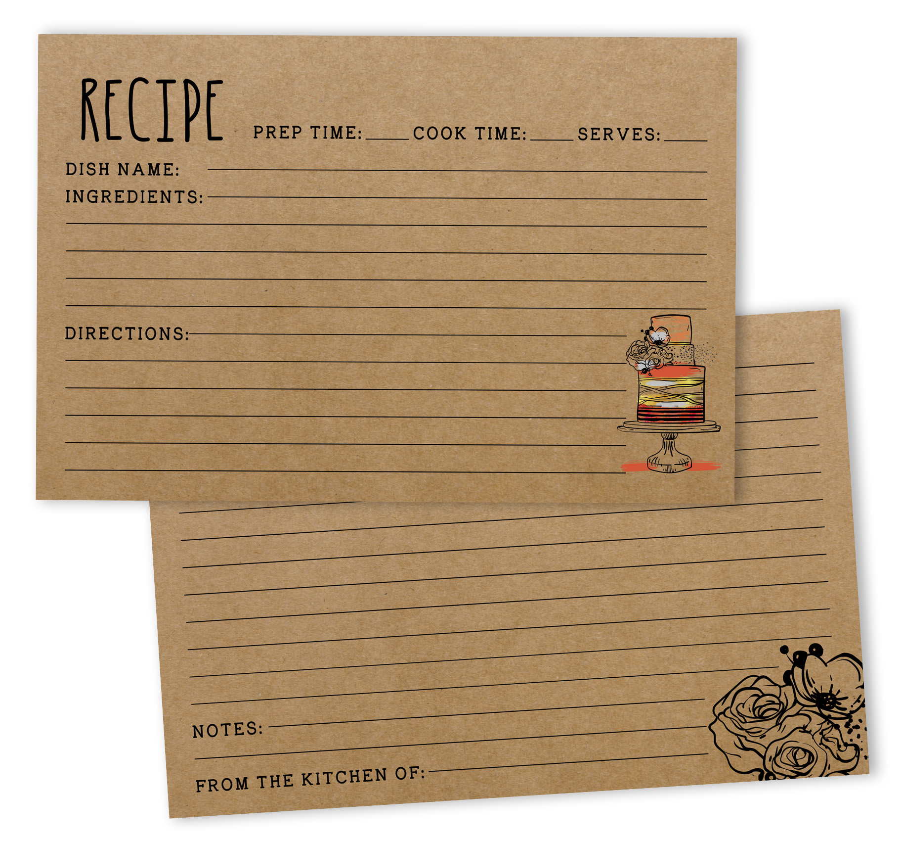 Inkdotpot 4x6 Inch Recipe Cards (Set of 50) , Thick Double Sided ...