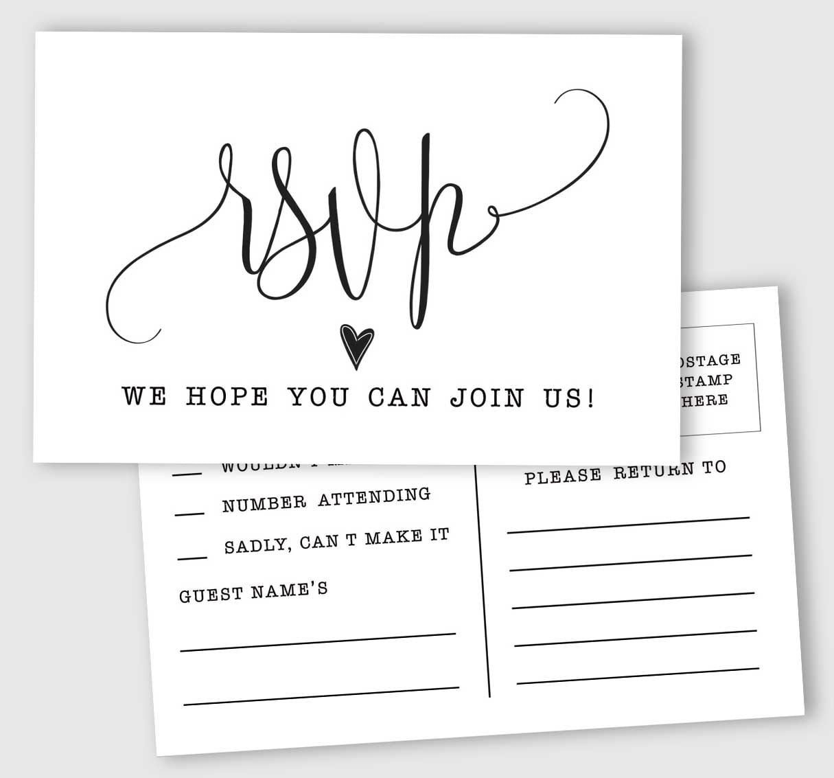 Inkdotpot 50 Blank RSVP Cards,RSVP Postcards No Envelopes Needed,Classy ...