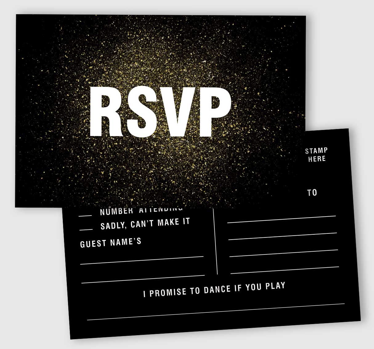 Inkdotpot 50 Blank RSVP Cards,RSVP Postcards No Envelopes Needed,Gold ...