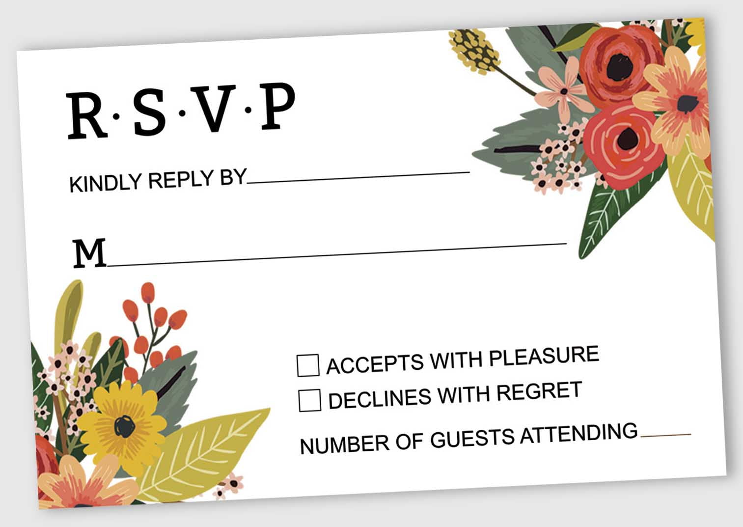 Inkdotpot 50 Blank RSVP Cards With White Envelopes Floral 4"x6 ...